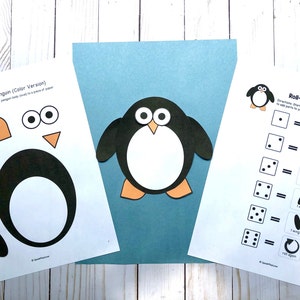 Printable Winter Craft for Kids, Roll-a-penguin Game and Craft, Arctic ...