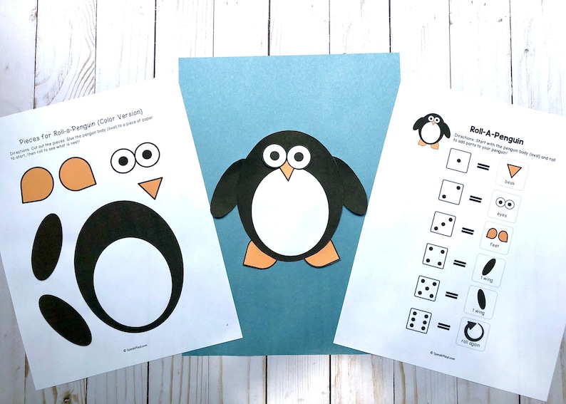 Printable Winter Craft for Kids, Roll-a-penguin Game and Craft, Arctic ...