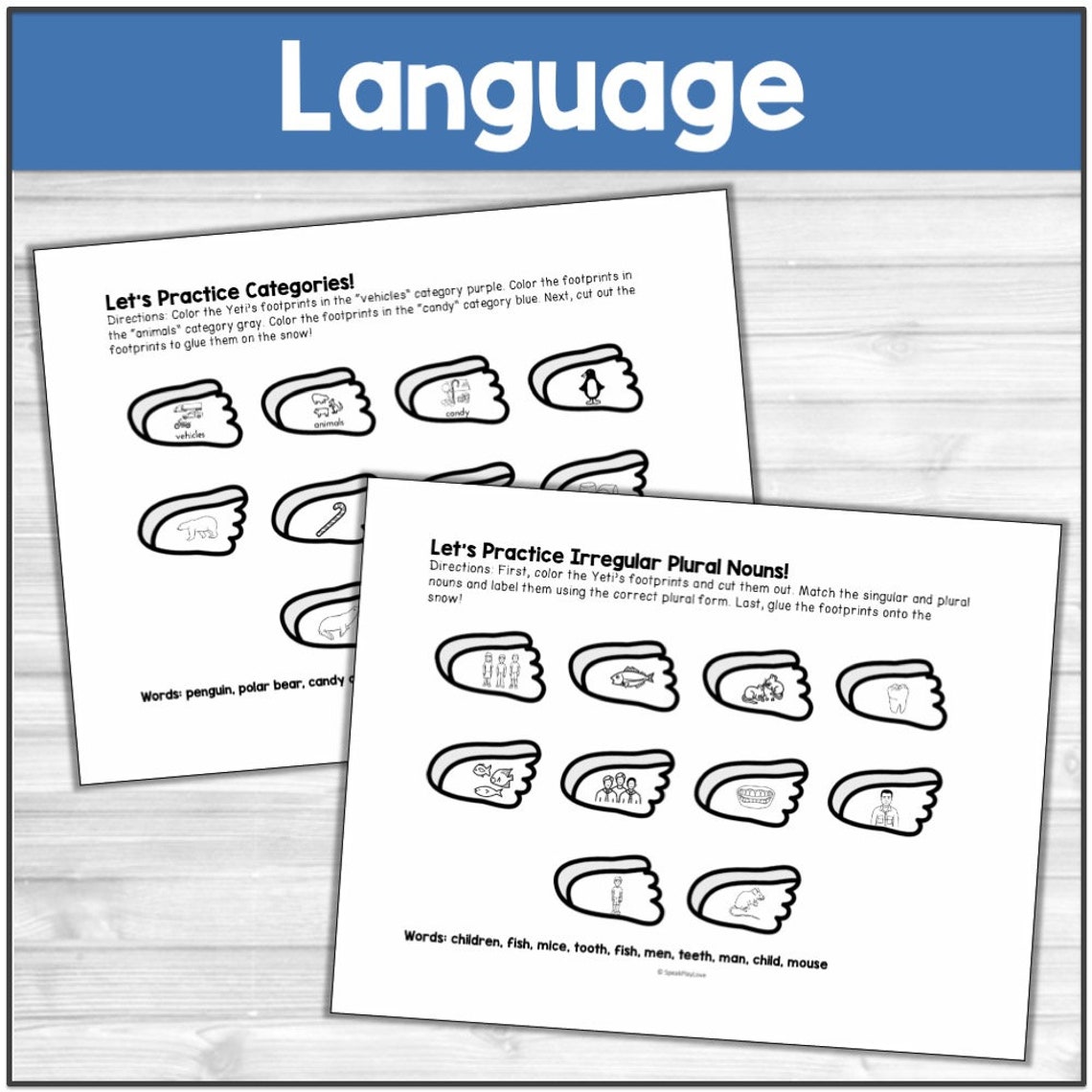 Printable Winter Speech Therapy Materials, Articulation Worksheets, Cut ...