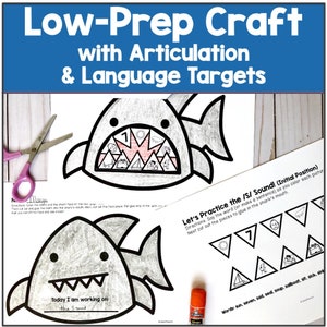 Printable Summer Speech Therapy Shark Craft, Articulation Summer ...