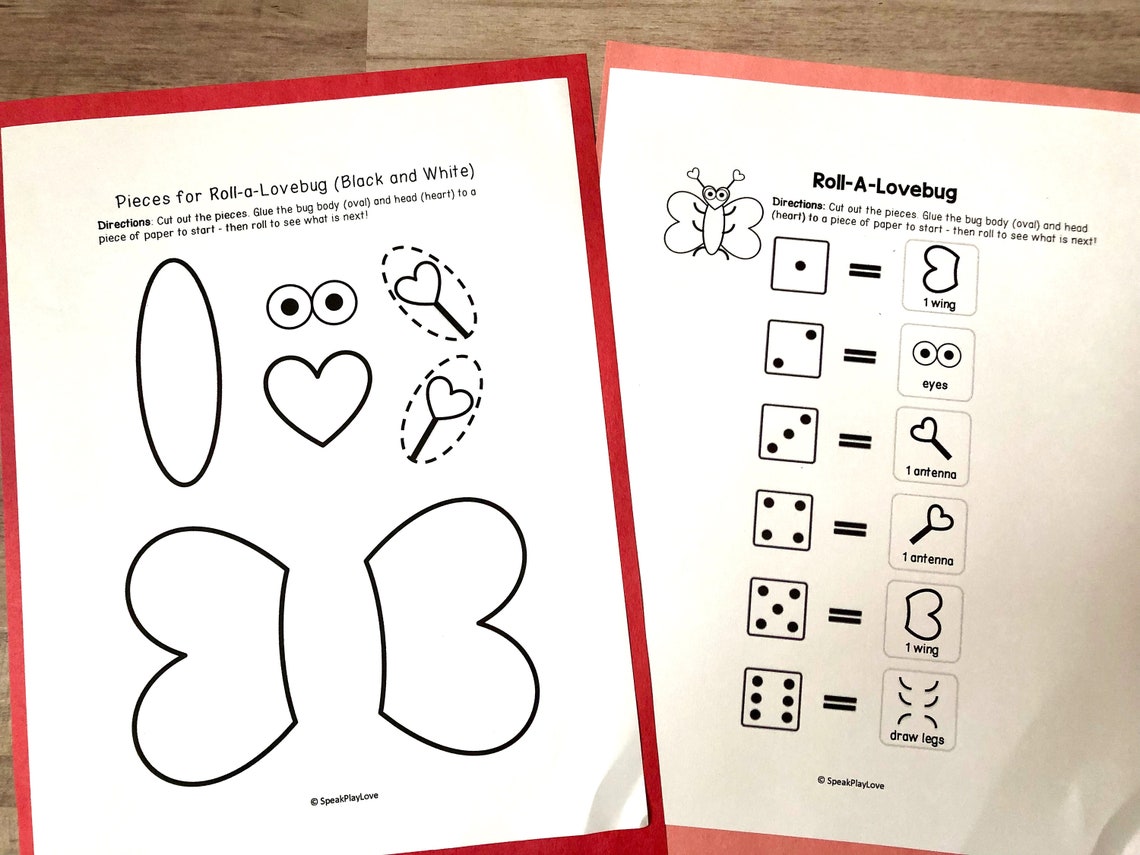 Printable Valentine's Day Craft for Kids, Roll-a-lovebug Game and Craft ...