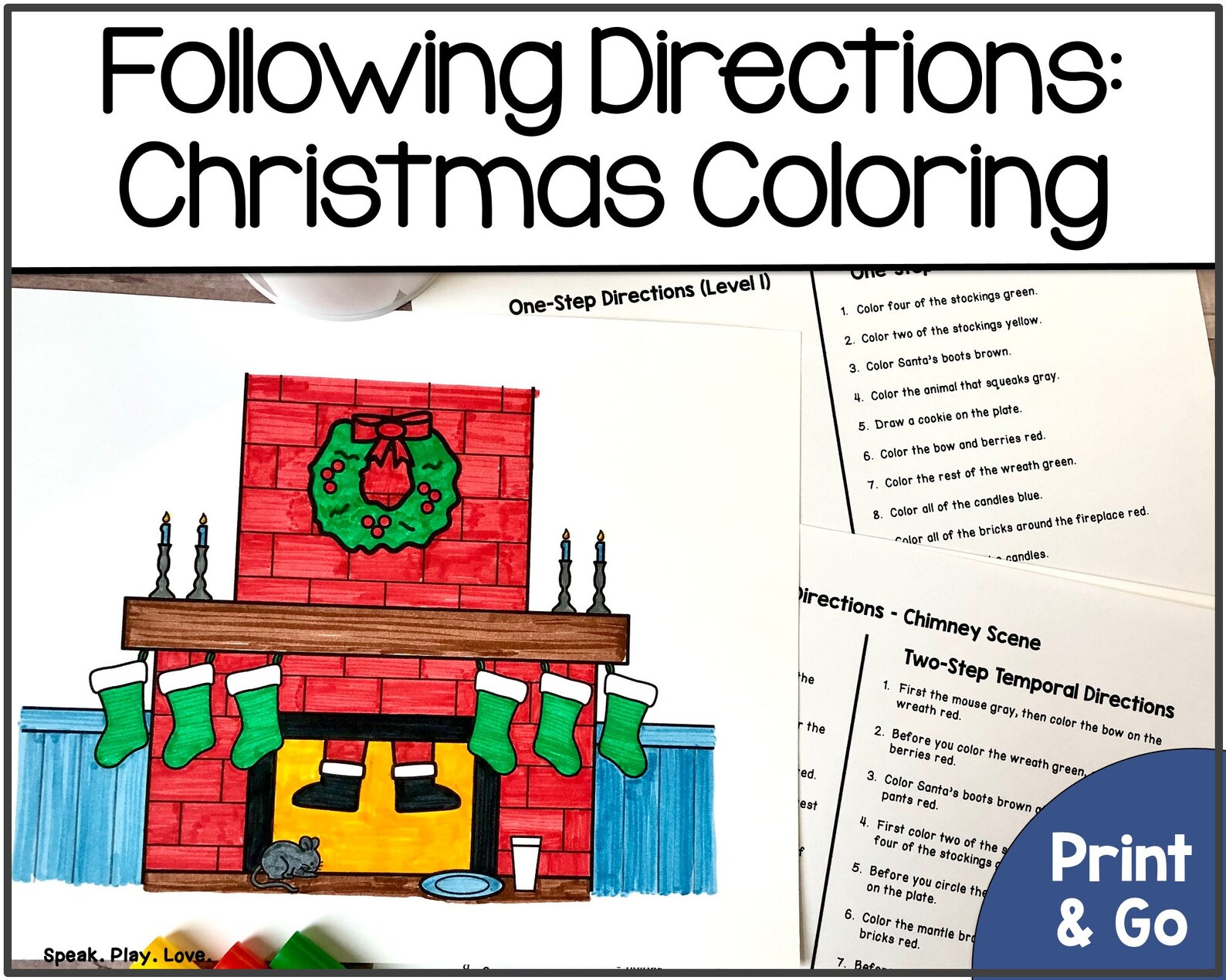 Printable Christmas Following Directions Coloring Pages, Digital ...