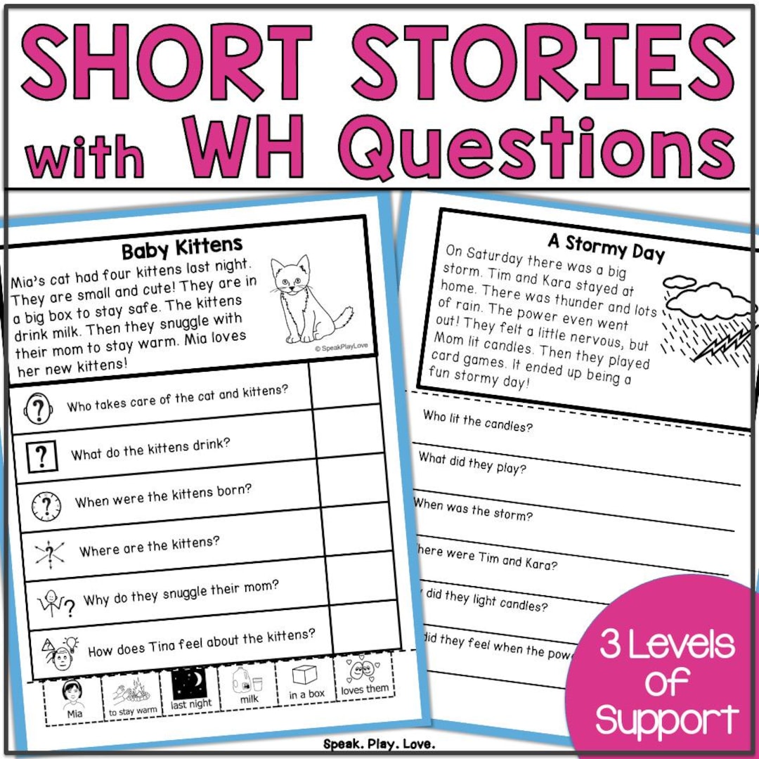 WH Questions Short Stories: Speech Therapy Worksheets (digital Download ...