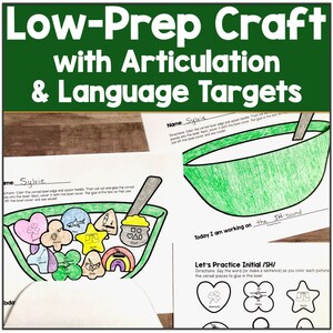 Printable St Patrick's Day Speech Therapy Craft, Articulation ...