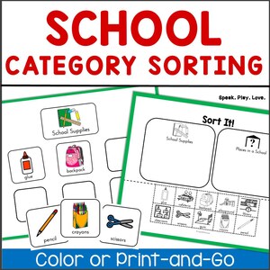Printable School Category Sorting Activity, Speech Therapy, Special ...