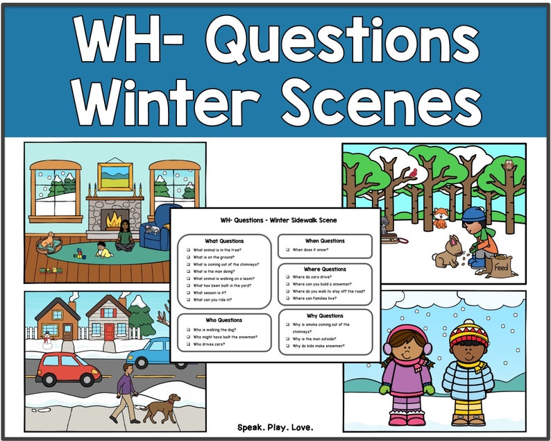 Winter WH Questions Picture Scenes, Printable, Speech Therapy Materials ...