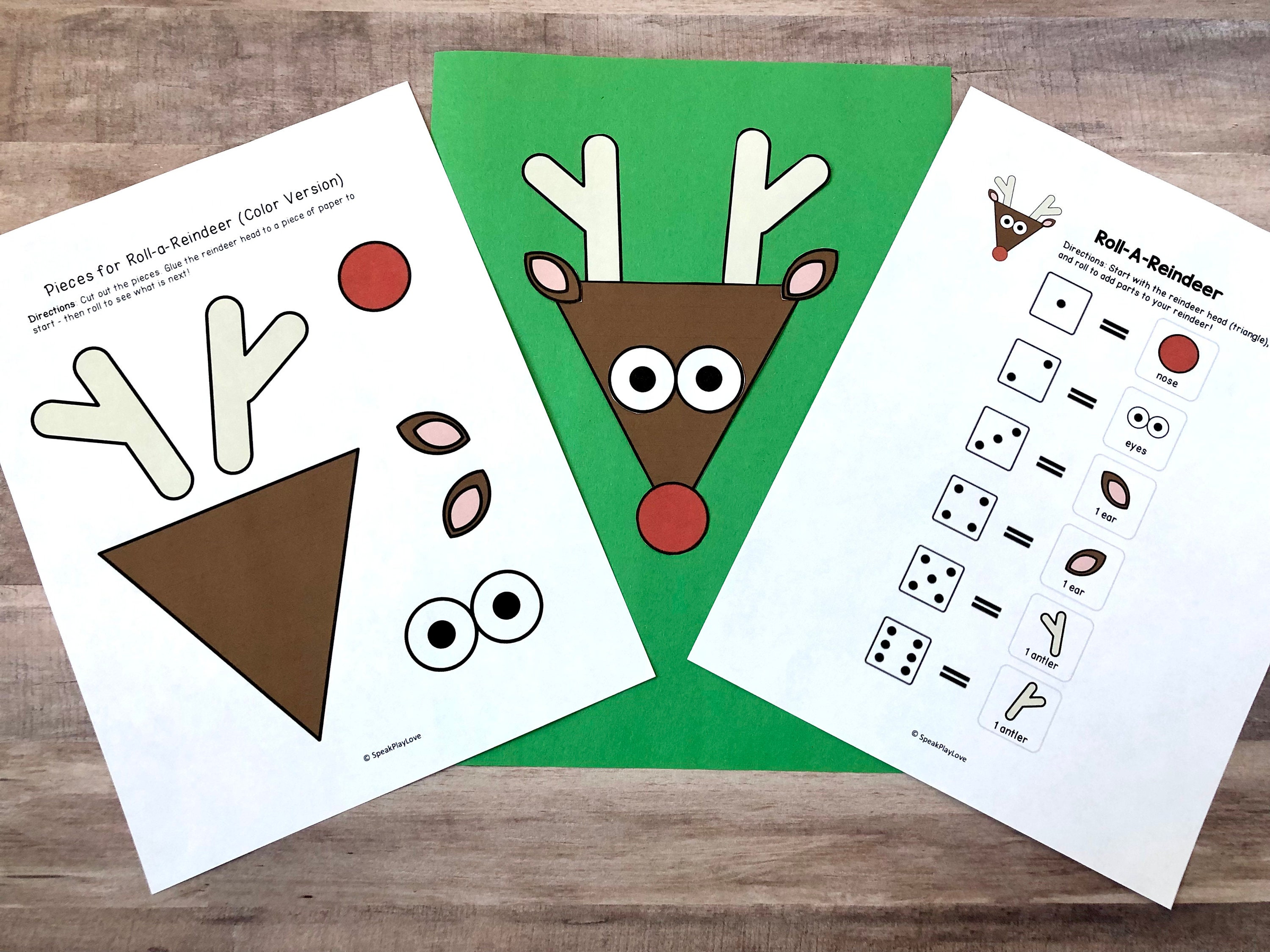 Printable Christmas Craft for Kids, Roll-a-reindeer Game and Craft for ...