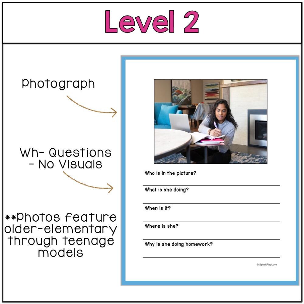 WH Questions About Picture Scenes; Printable; Speech Therapy Worksheets ...