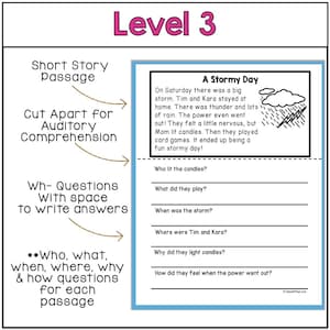 WH Questions Short Stories: Speech Therapy Worksheets (digital Download ...