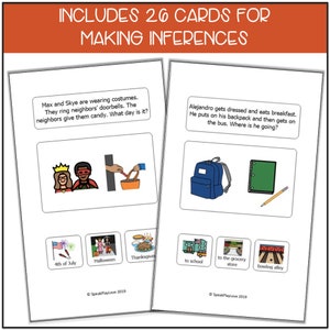 Printable Inferences Task Cards: Speech Therapy & Autism Visuals (PDF ...