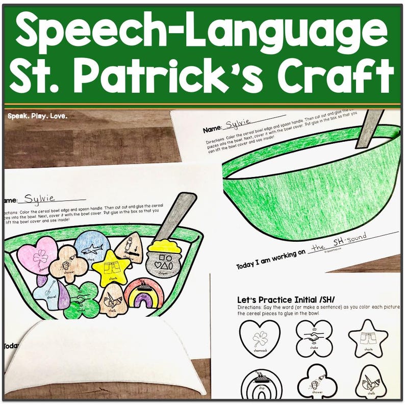 Printable St Patrick's Day Speech Therapy Craft, Articulation ...