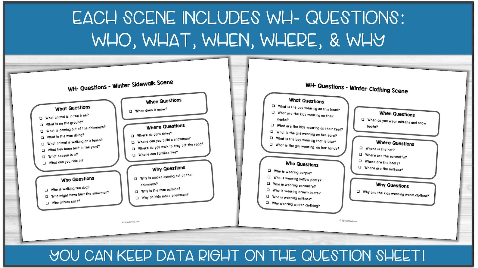 Winter WH Questions Picture Scenes: Speech Therapy Materials (digital ...