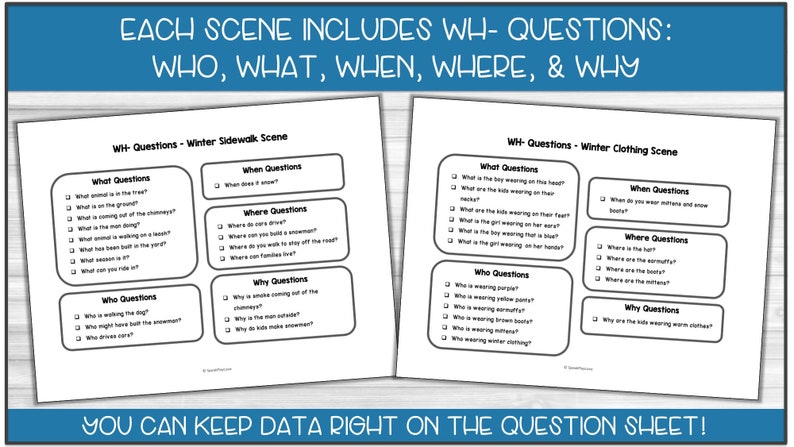 Winter WH Questions Picture Scenes: Speech Therapy Materials (digital ...