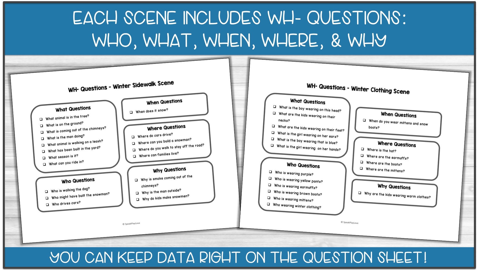 Winter WH Questions Picture Scenes: Speech Therapy Materials (digital ...