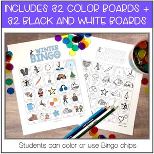 Printable Winter Bingo Activity, 32 Bingo Boards, Homeschool Game ...