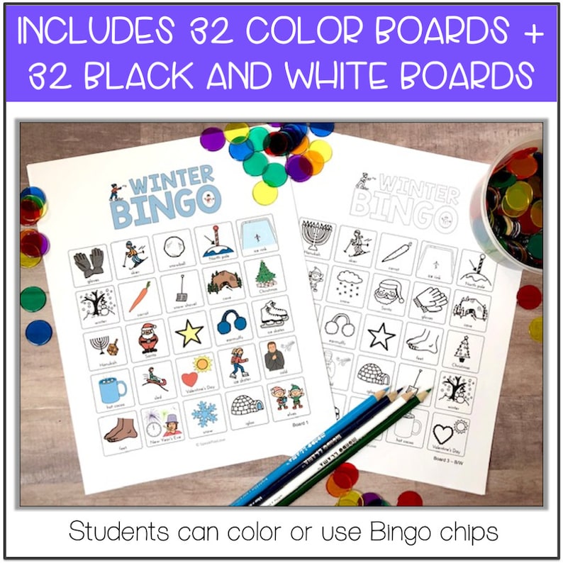 Printable Winter Bingo Activity, 32 Bingo Boards, Homeschool Game ...