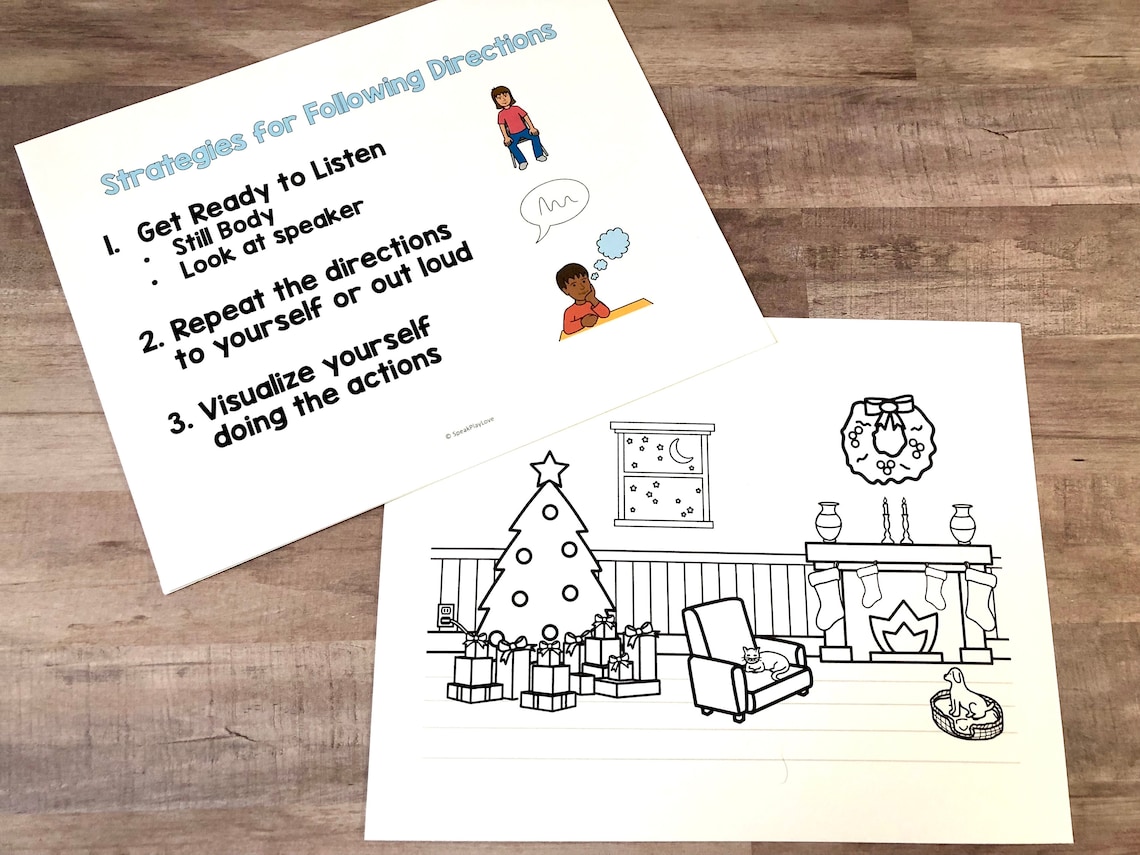 Printable Christmas Following Directions Coloring Pages, Digital ...