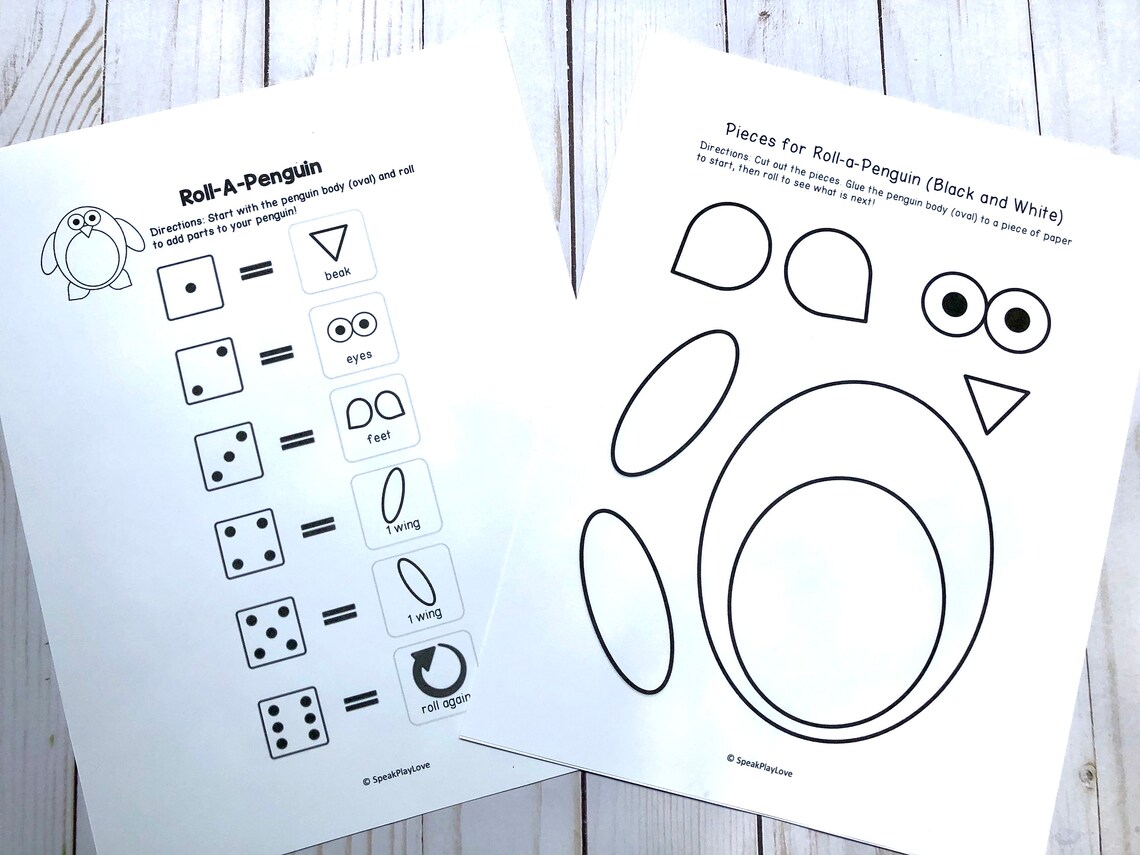 Printable Winter Craft for Kids, Roll-a-penguin Game and Craft, Arctic ...