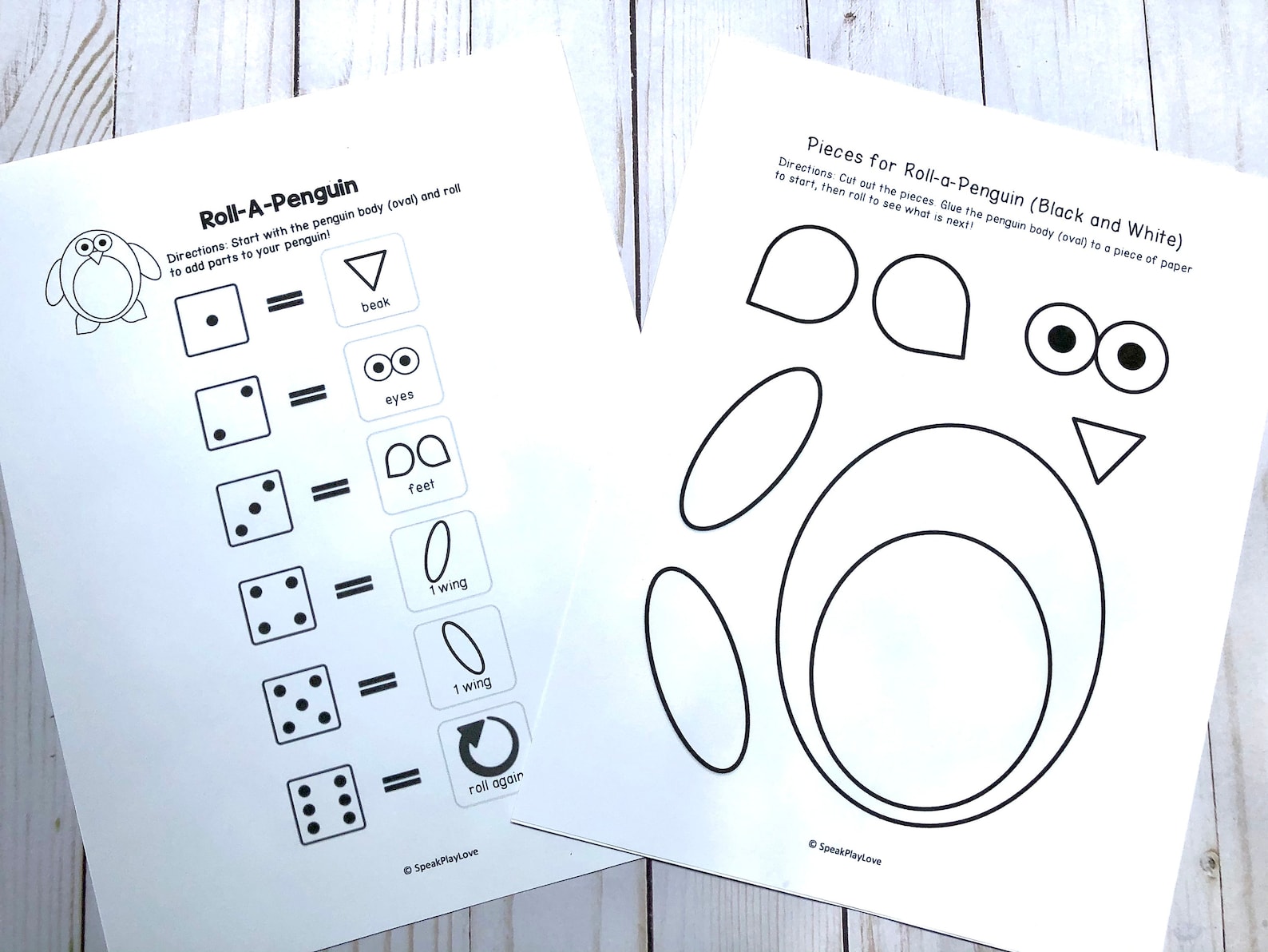 Printable Winter Craft for Kids, Roll-a-penguin Game and Craft, Arctic ...