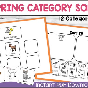 Printable Spring Category Sorting Activity, Speech Therapy, Special ...