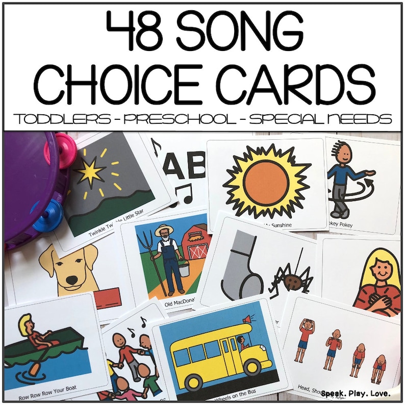 Printable Circle Time Song Choice Cards: Preschool & Toddler Visuals ...