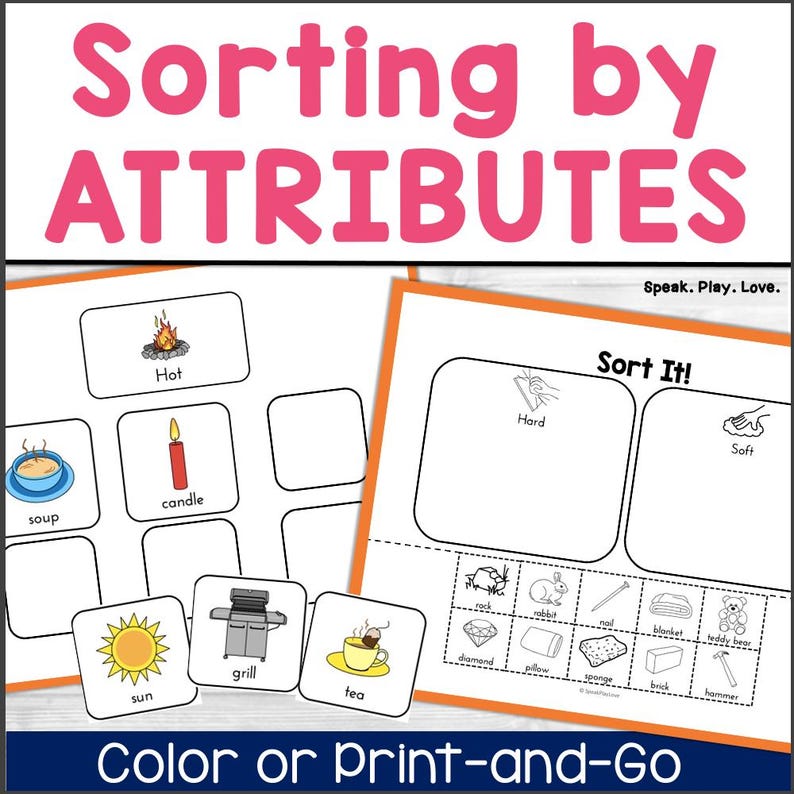 Printable Sorting by Attributes Activity, Describing Words, Preschool ...