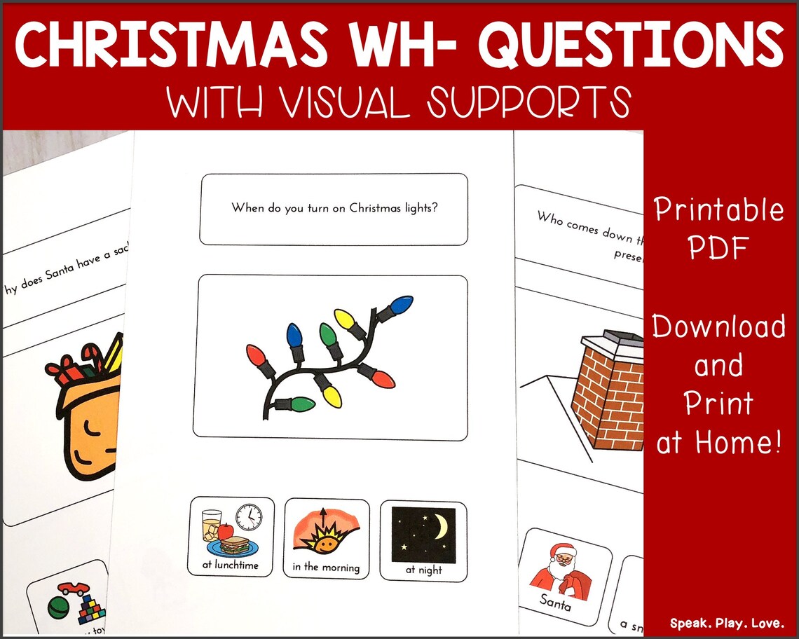 Christmas WH Question Cards, Speech Therapy, Autism (digital Download ...