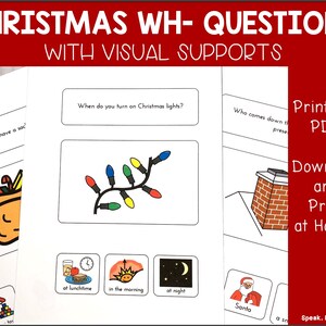 Christmas WH Question Cards, Speech Therapy, Autism (digital Download ...