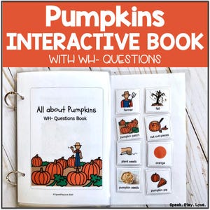 Printable Pumpkin Interactive Book With Wh Questions, Autism Activity ...