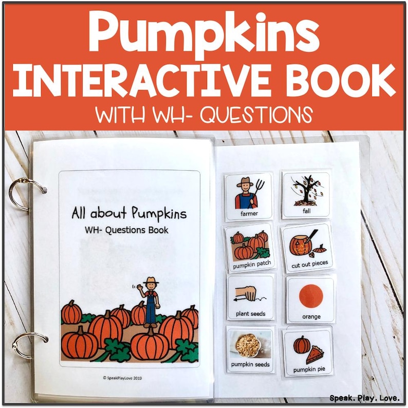 Printable Pumpkin Interactive Book With Wh Questions, Autism Activity ...