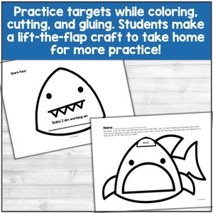 Printable Summer Speech Therapy Shark Craft, Articulation Summer ...