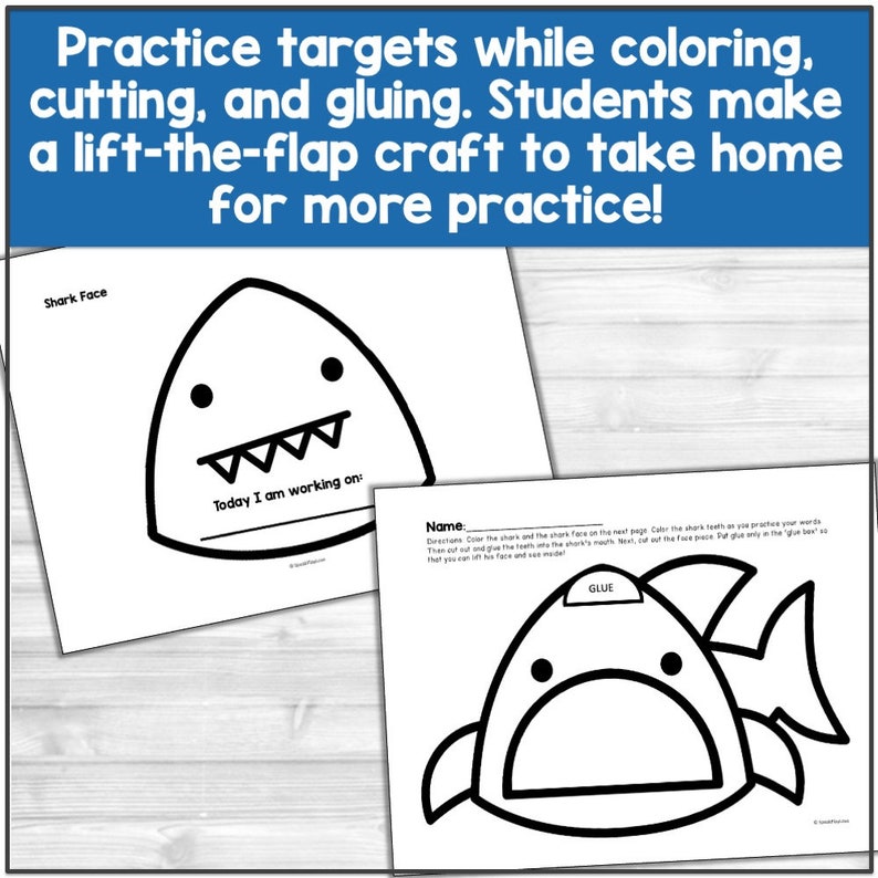 Printable Summer Speech Therapy Shark Craft, Articulation Summer ...