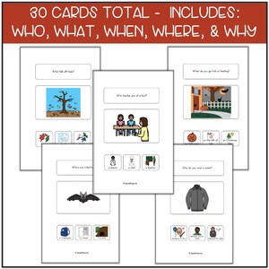 Printable Fall WH Questions Task Cards: Speech Therapy Activity (PDF ...
