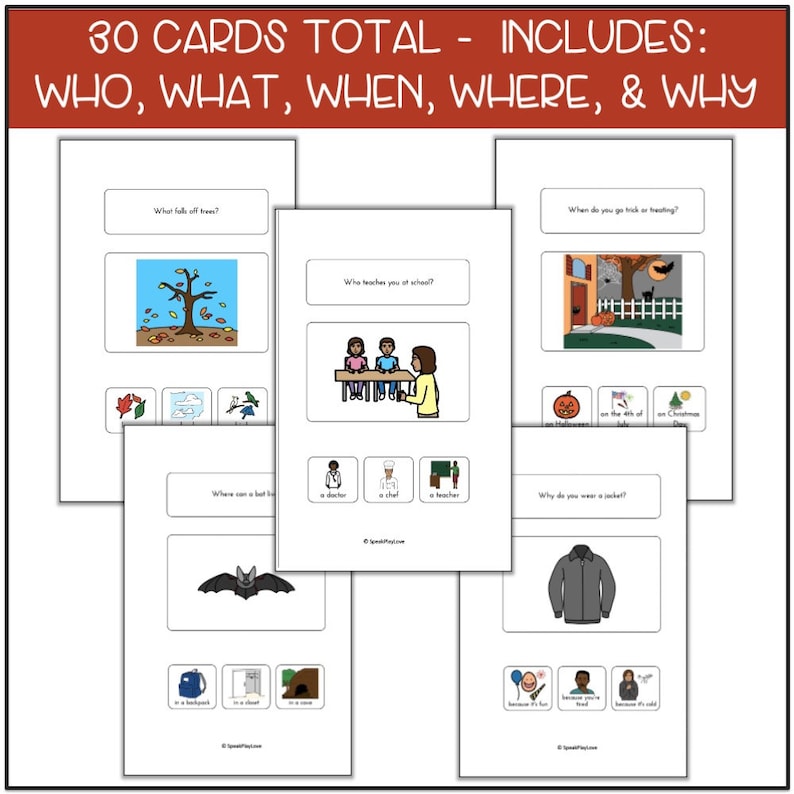 Printable Fall WH Questions Task Cards: Speech Therapy Activity (PDF ...