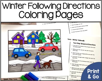 Printable Following Directions Coloring Pages, Speech Therapy Coloring ...