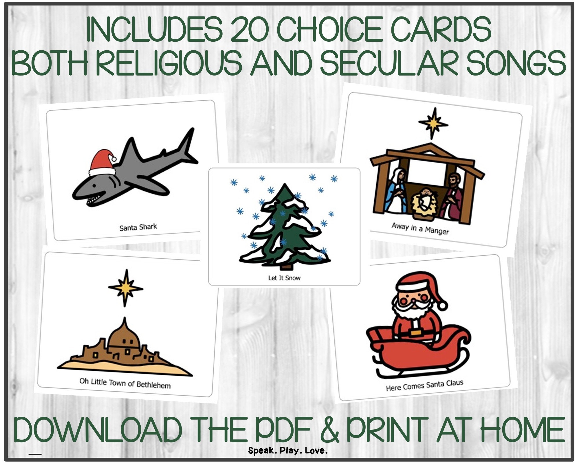 Printable Christmas Song Choice Cards for Circle Time, Toddlers ...
