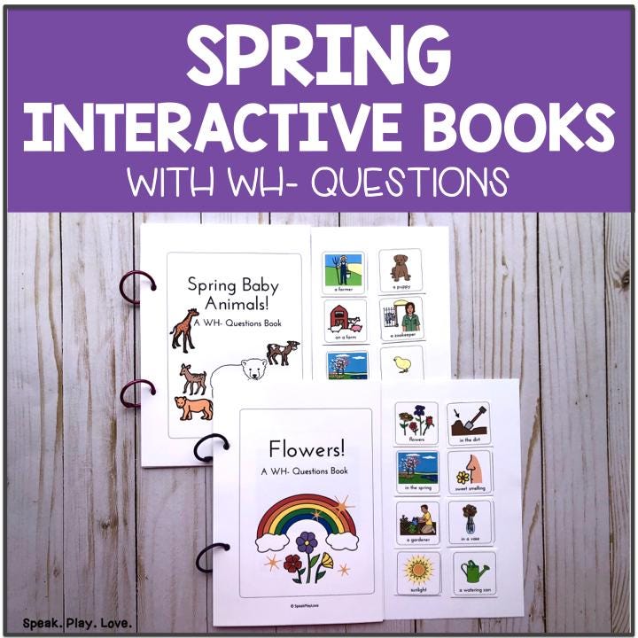 Printable Spring Interactive Books, Wh Questions for Speech Therapy ...