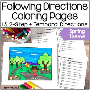 Printable Spring Following Directions Coloring Pages, Speech Therapy ...