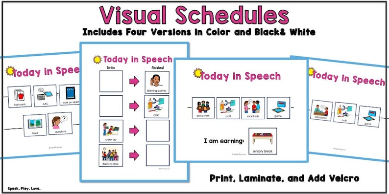 Printable Visual Schedule for Speech Therapy, First/then Board, Token ...