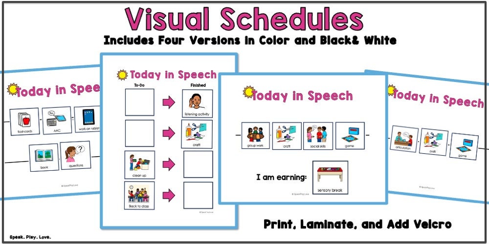 Printable Visual Schedule for Speech Therapy, First/then Board, Token ...