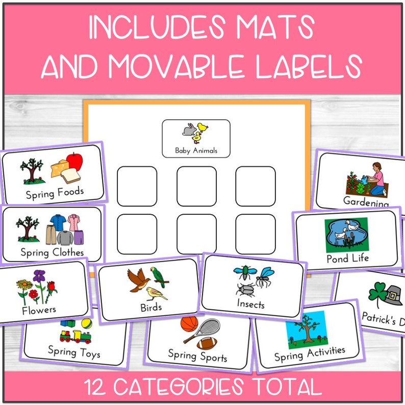 Printable Spring Category Sorting Activity, Speech Therapy, Special ...