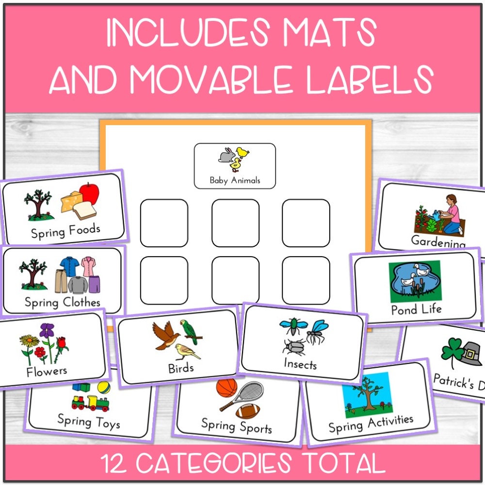Printable Spring Category Sorting Activity, Speech Therapy, Special ...