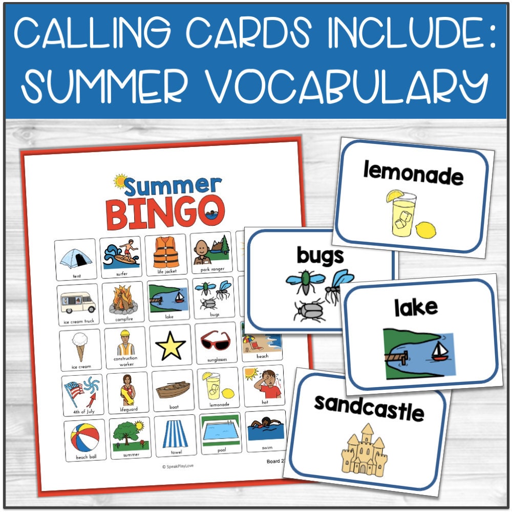 Printable Summer Bingo Activity, 32 Bingo Boards, Language Learning ...