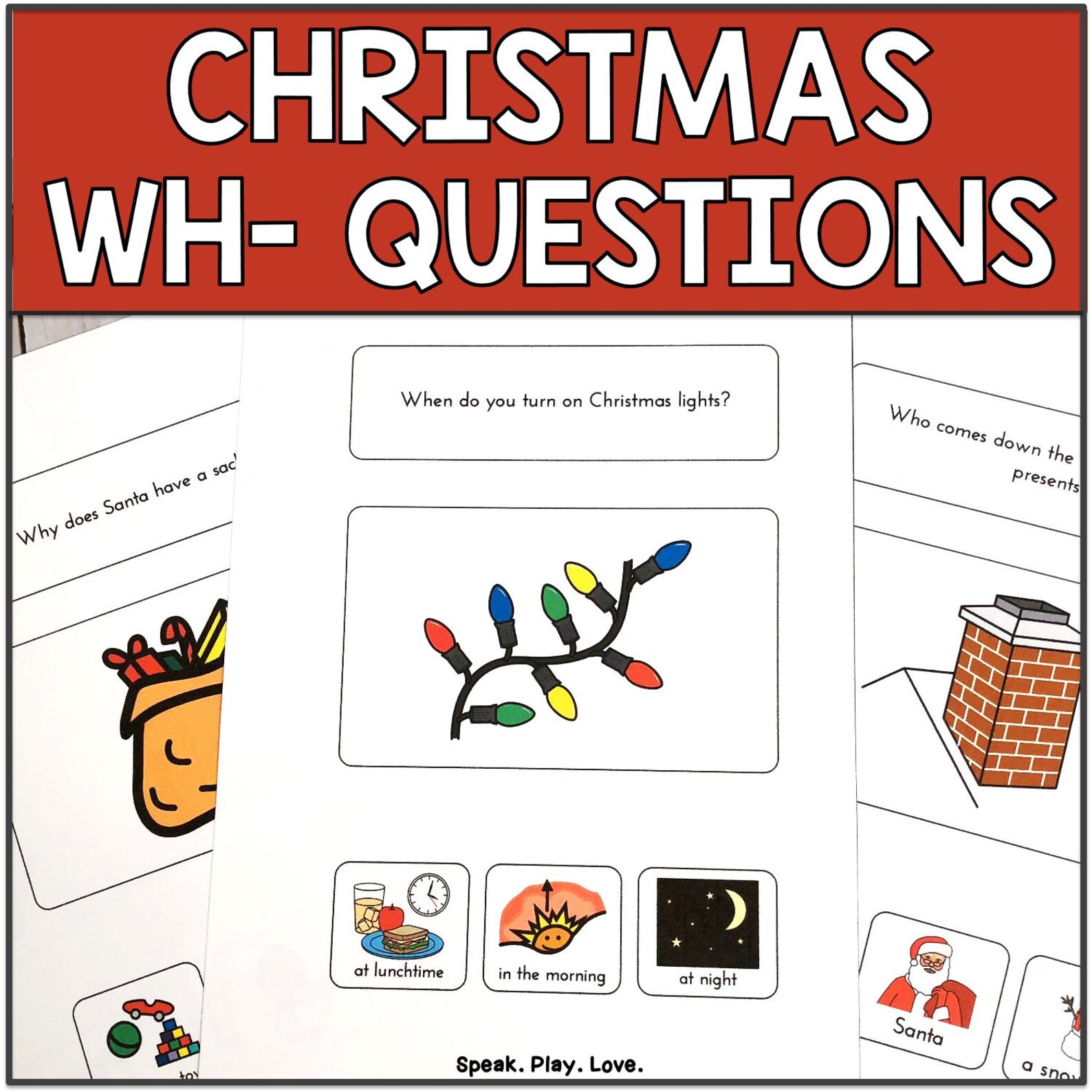 Christmas WH Question Cards, Speech Therapy, Autism (digital Download ...