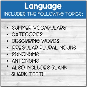 Printable Summer Speech Therapy Shark Craft, Articulation Summer ...