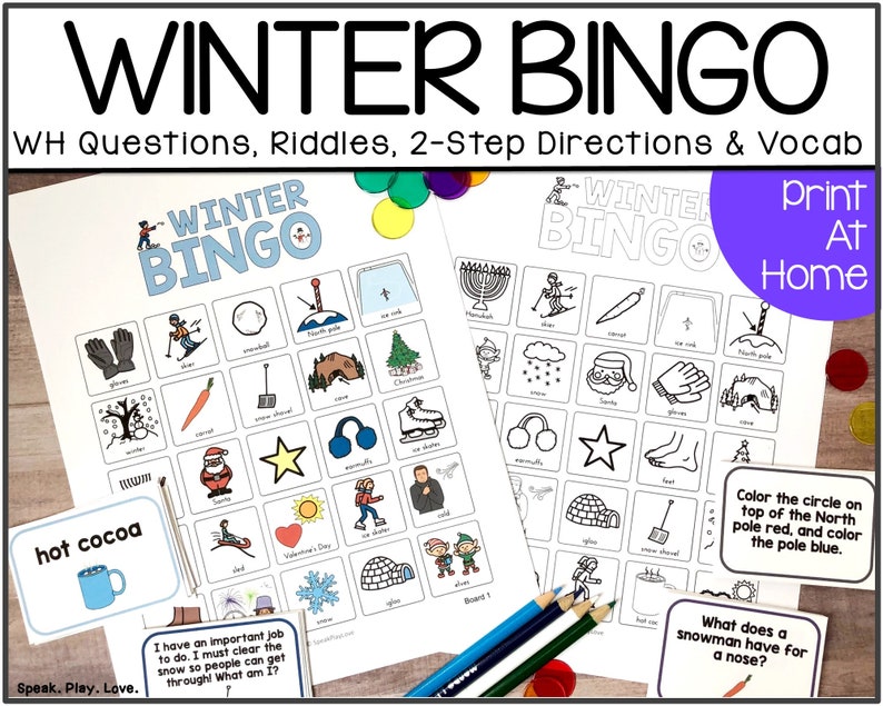 Printable Winter Bingo Activity, 32 Bingo Boards, Homeschool Game ...