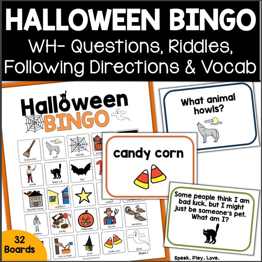 Halloween Bingo Activity, Printable, 32 Bingo Boards, Speech Therapy ...