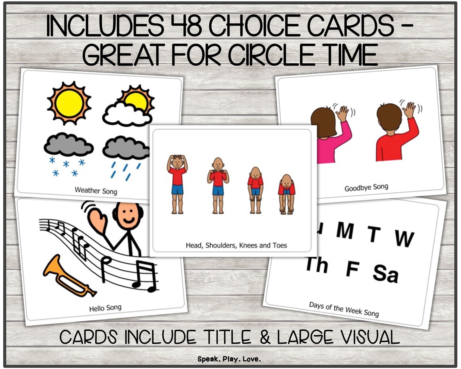 Printable Circle Time Song Choice Cards: Preschool & Toddler Visuals ...
