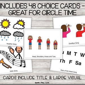 Printable Circle Time Song Choice Cards: Preschool & Toddler Visuals ...