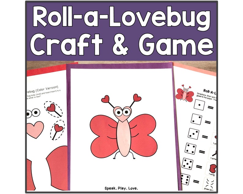 Printable Valentine's Day Craft for Kids, Roll-a-lovebug Game and Craft ...